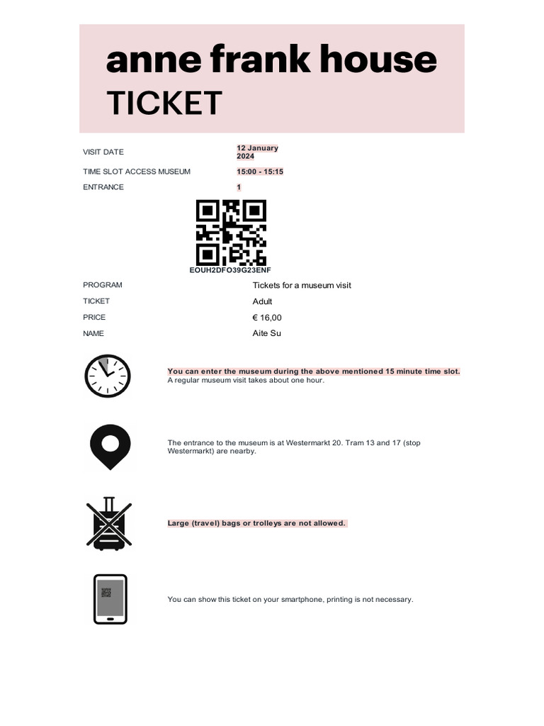 Museum Ticket for January 12, 2024 | PDF