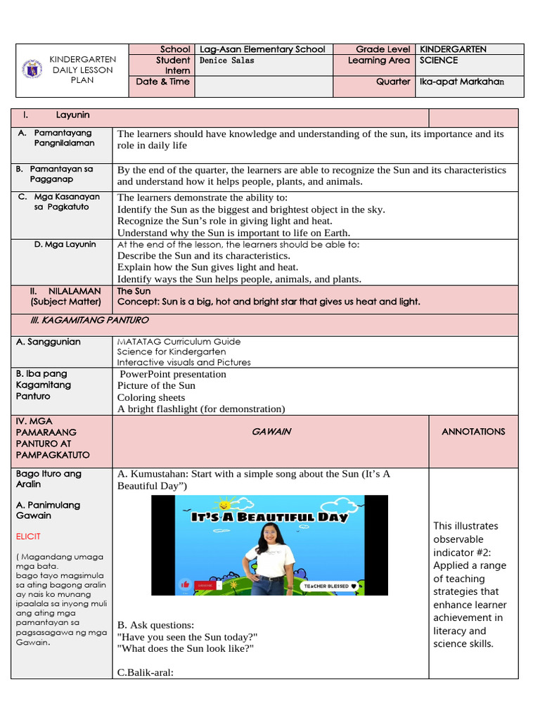 _KINDERGARTEN DENICE LP_finalsssssss | PDF | Learning | Cognitive Science