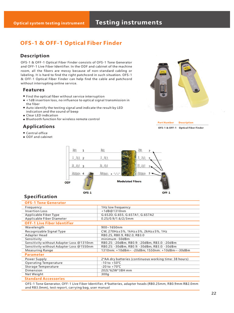 OFS 1OFF 1 Optical Fiber Finder | PDF