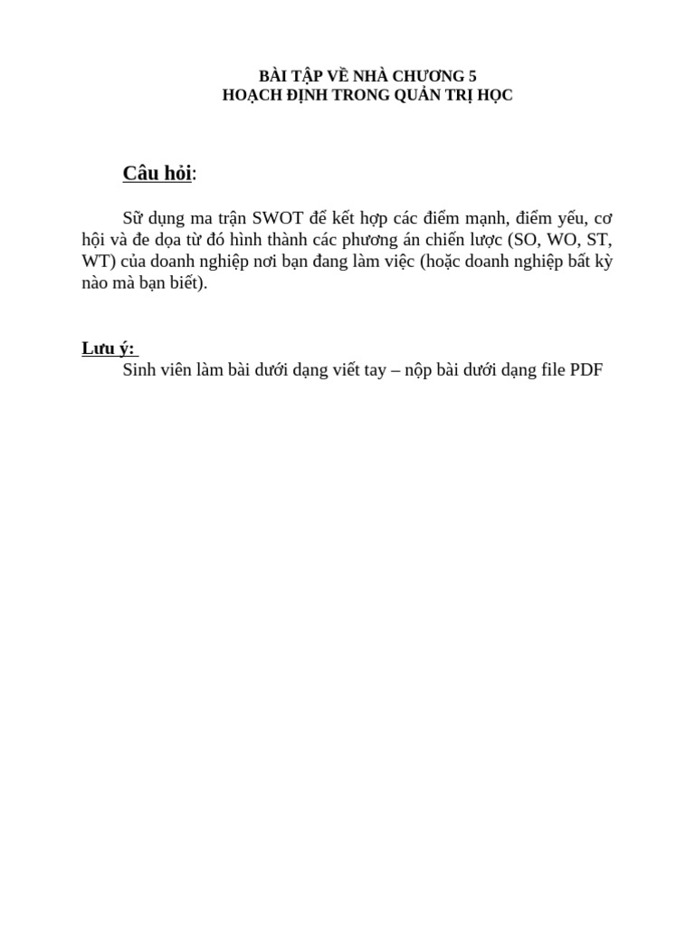 Bài Tập Về Nhà Chương 5 - Hoạch Định Trong Qth | PDF