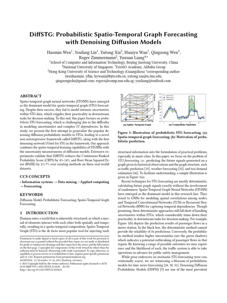 Diffstg: Probabilistic Spatio-Temporal Graph Forecasting With Denoising Diffusion Models | PDF ...
