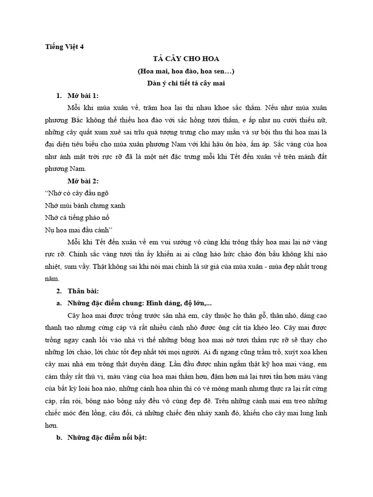 Tả cây cho hoa TV4 | PDF