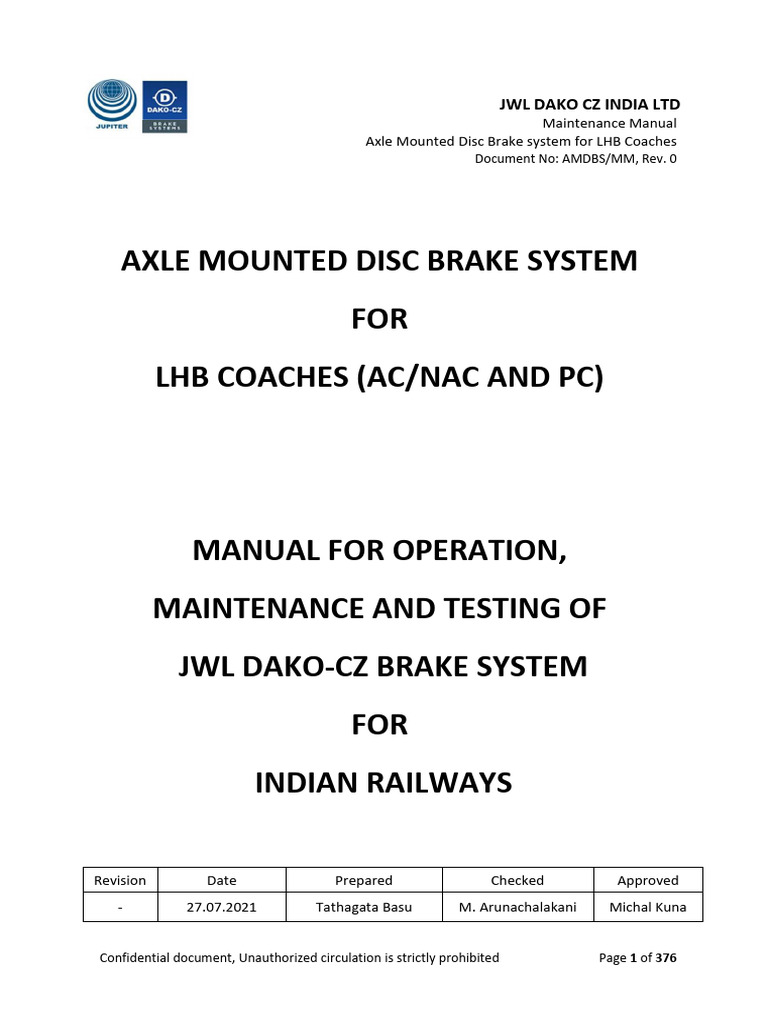 Mantenance Manual AMDBS JWL Dako-Cz | PDF | Valve | Brake