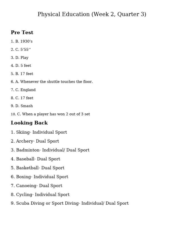 Physical Education Week 2 | PDF