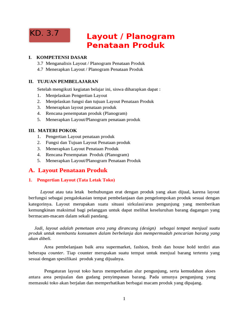 KD 3.7 LAYOUT DAN PLANOGRAM Terbaru | PDF