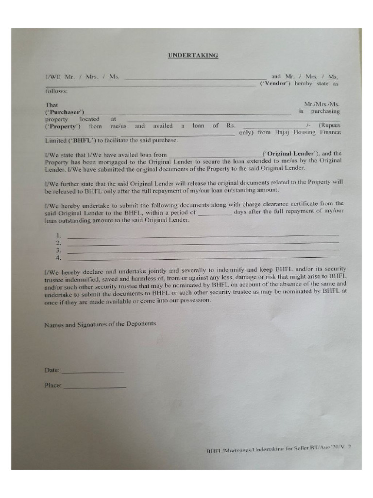Seller Undertaking | PDF
