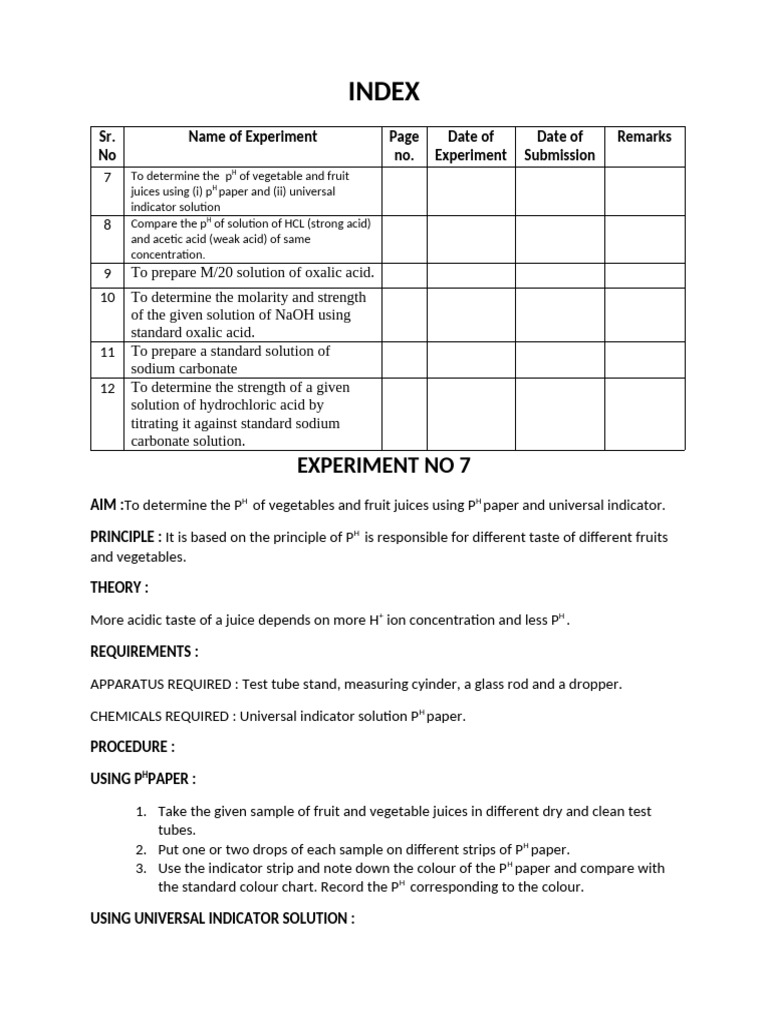 CBSE PRACTICAL CLASS XI 2024-25 Expt 7-12 | PDF | Ph | Acid