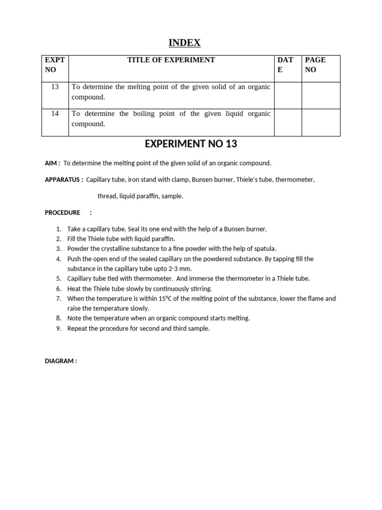 CBSE PRACTICAL CLASS XI Expt 13-14 2024-25 | PDF | Boiling | Melting Point