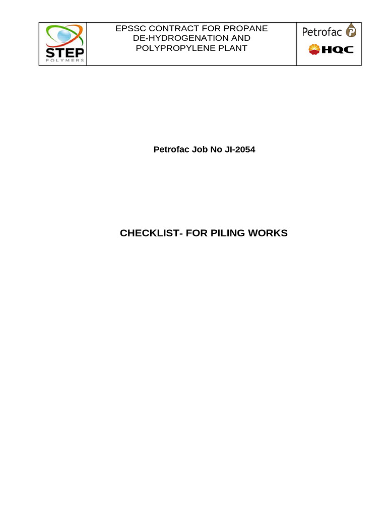 Piling Works - Checklist For Petro C Revision 01 | PDF | Deep ...