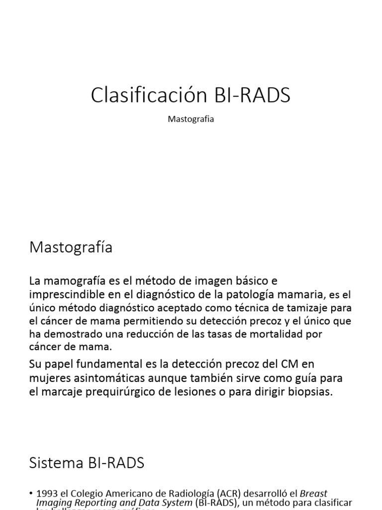 Clasificación BI-RADS | PDF | Mamografía | Cáncer de mama