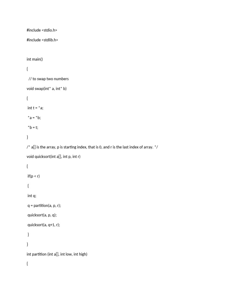 C QuickSort Algorithm Implementation | PDF