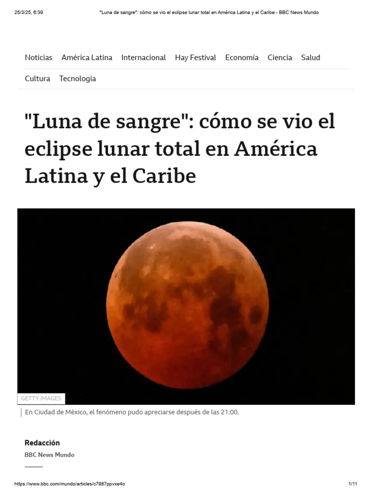 _Luna de sangre__ cómo se vio el eclipse lunar total en América Latina y el Caribe - BBC News ...