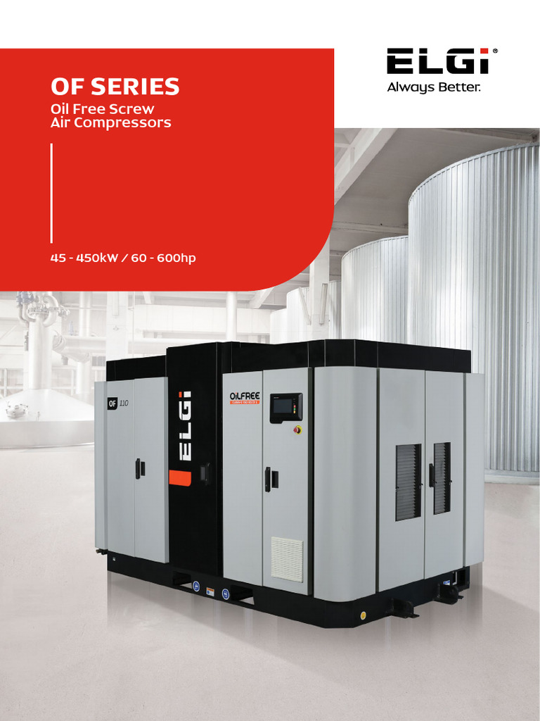 ELGi Oil Free Screw Compressors Overview | PDF | Pump | Bearing (Mechanical)
