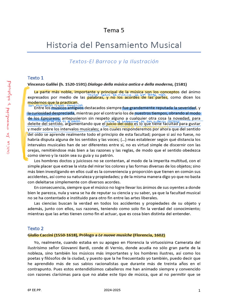 Textos-Tema 5-El Pensamiento Musical en El Barroco y La Ilustración ...