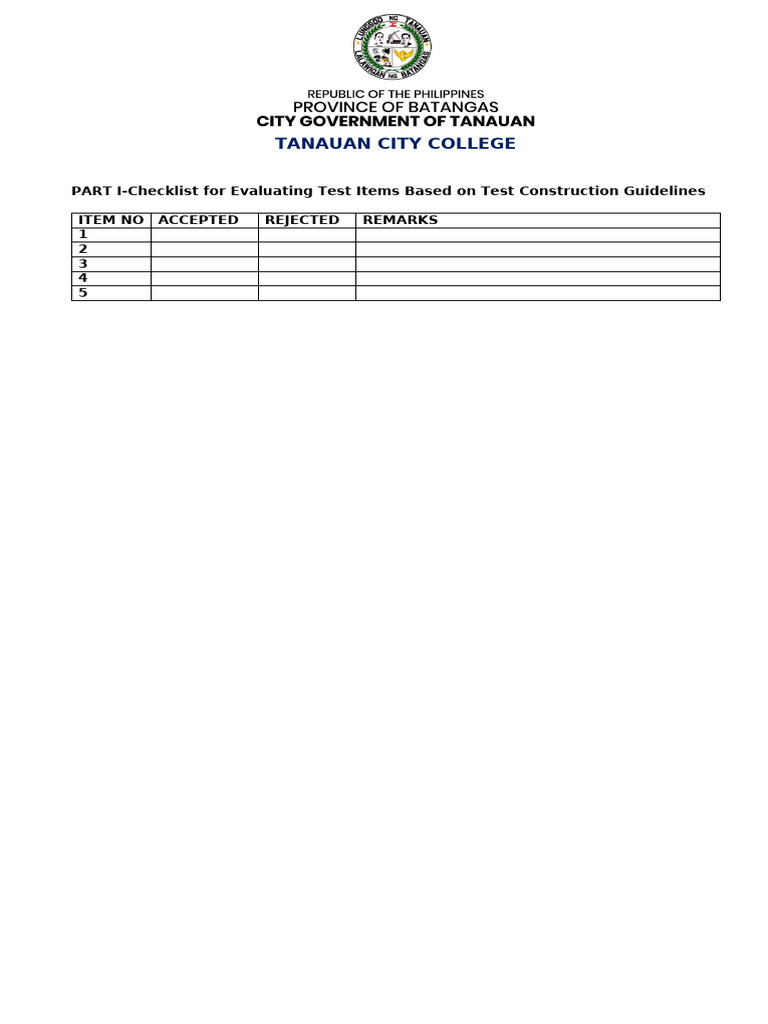 Test Item Evaluation Checklist Guide | PDF | Multiple Choice | Validity ...