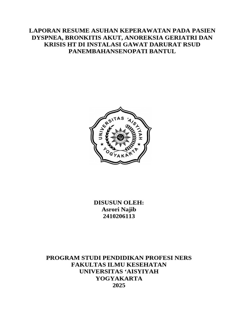 Laporan 1 Asuhan Keperawatan Pada Pasien Dyspnea Igd | PDF