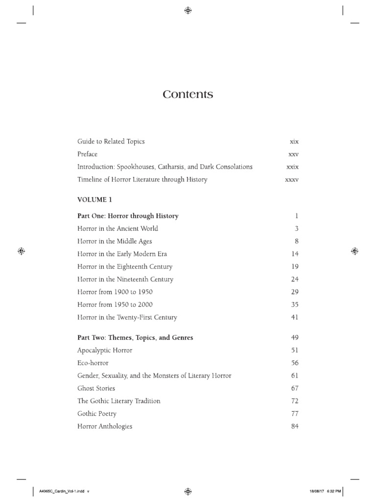 Horror Literature Through History TOC | PDF