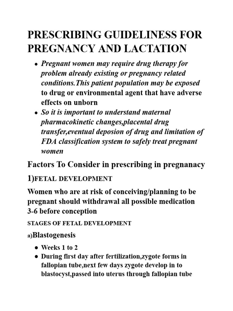 PRESCRIBING GUIDELINESS FOR PREGNANCY AND LACTATION | PDF | Fetus ...