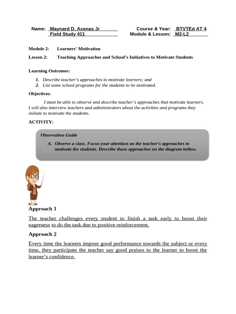 Motivating Students: Teaching Approaches | PDF | Learning | Teachers