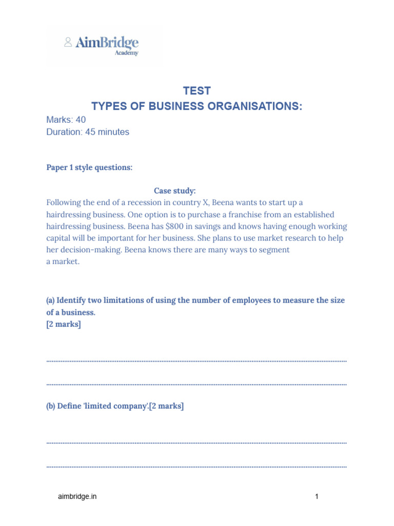 Enterprise, Business Growth and Size Test - Docx-2 | PDF | Financial ...