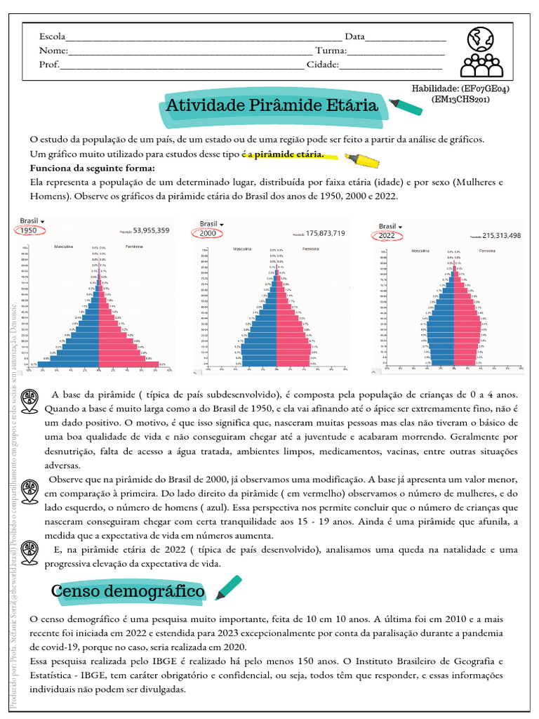 Pirâmide Etária - Conceitos Demográficos - Resumo e Atividades-1 | PDF ...