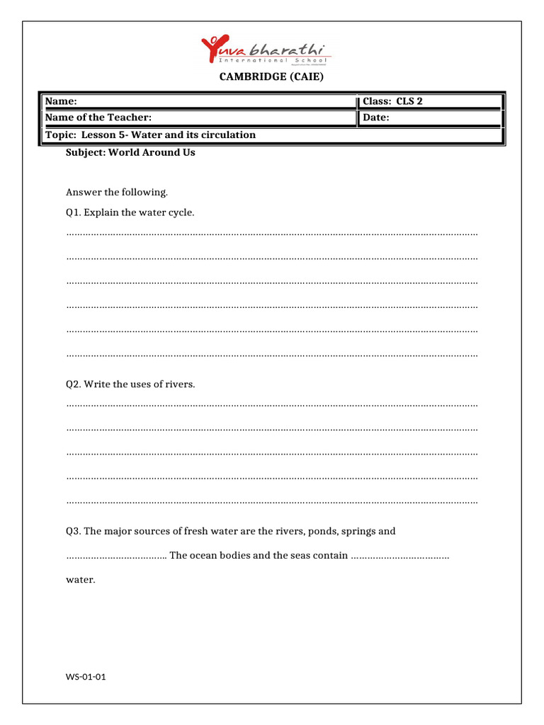 GIDB7727812-CLS2 - WAU Lesson 5 - Water and Its Circulation Worksheet ...
