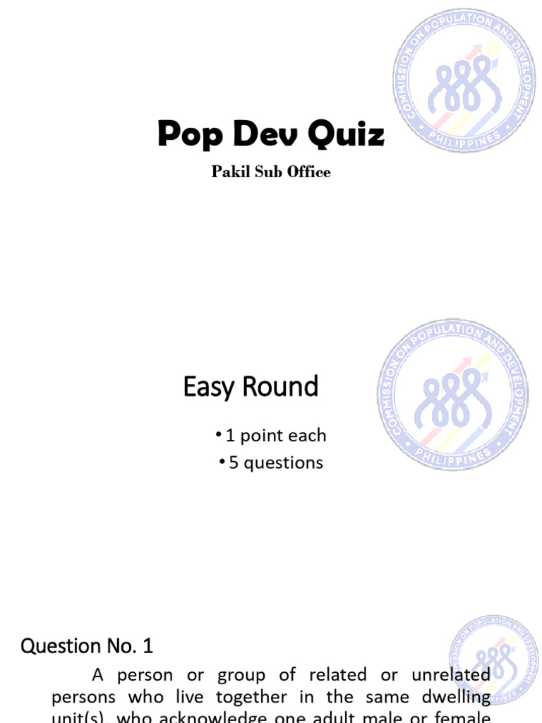 KINHS Main PopDev Quiz Questions | PDF | Perspiration
