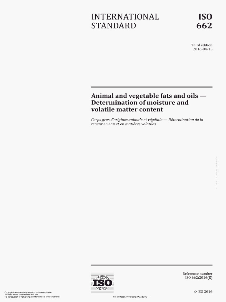 ISO 662-2016 Humedad Aceite | PDF