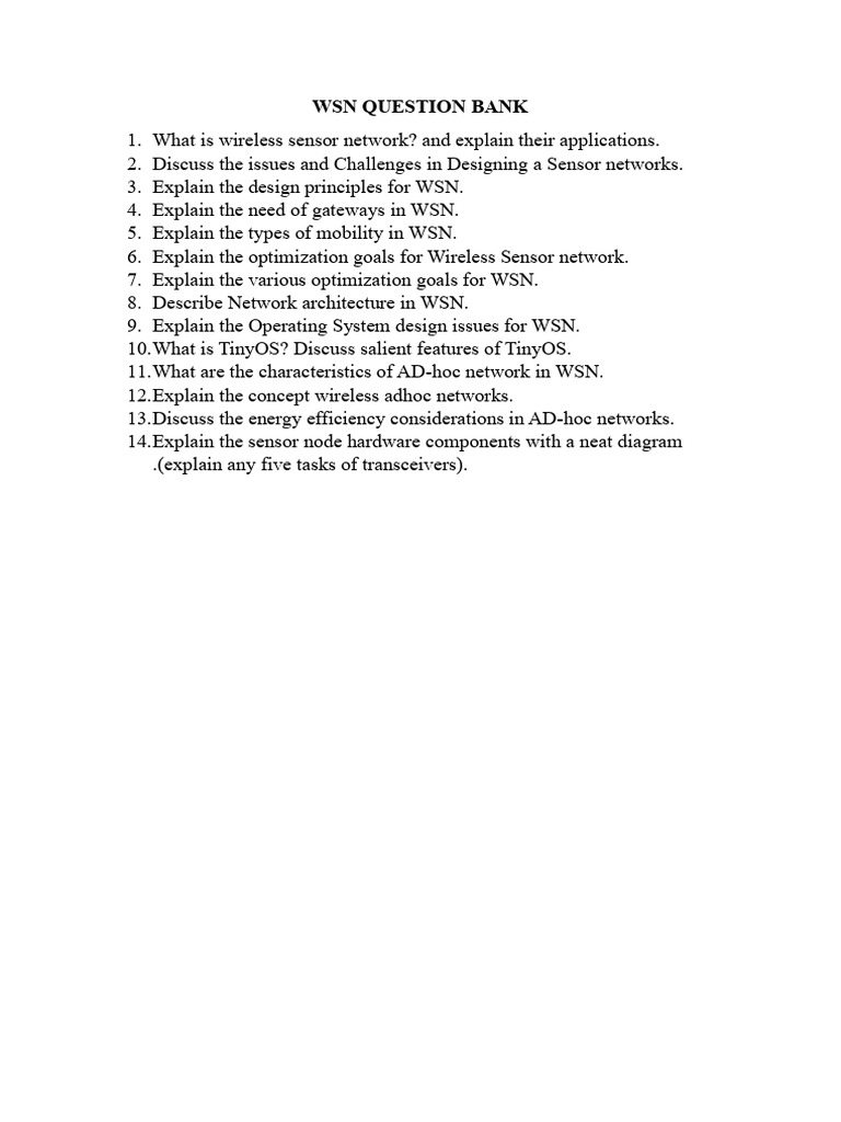 WSN Question Bank | PDF
