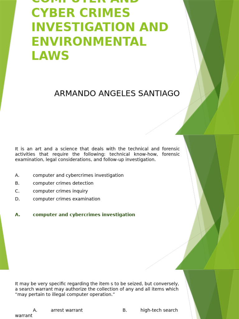 Ccc Ppt by Armando Santiagi Computer and Cyber Crimes Investigation and Environmental Laws | PDF ...
