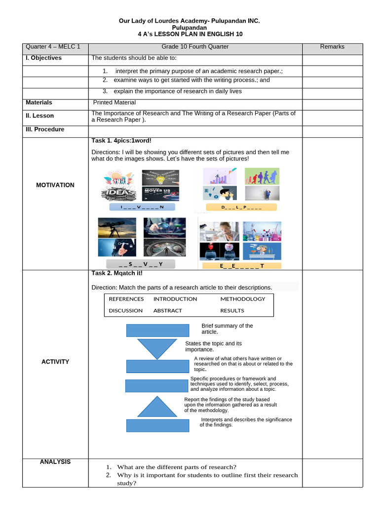 English 10 Research Paper Lesson Plan | PDF | Methodology | Truth