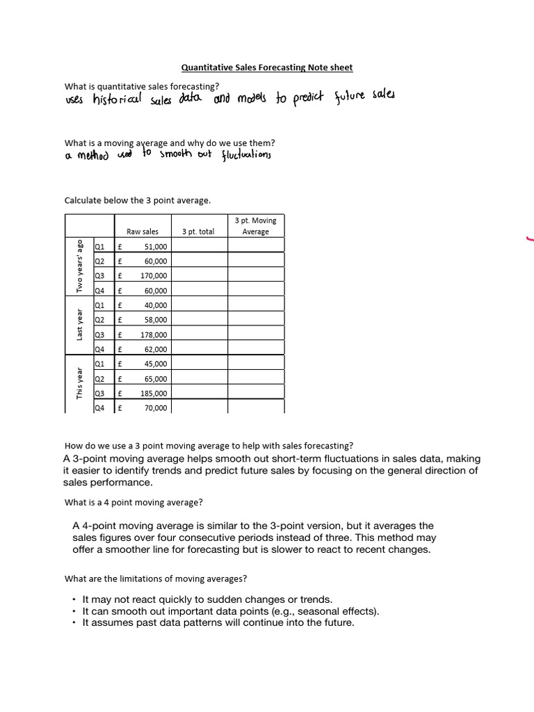 Quantitative Sales Forecasting Techniques | PDF | Forecasting | Moving ...