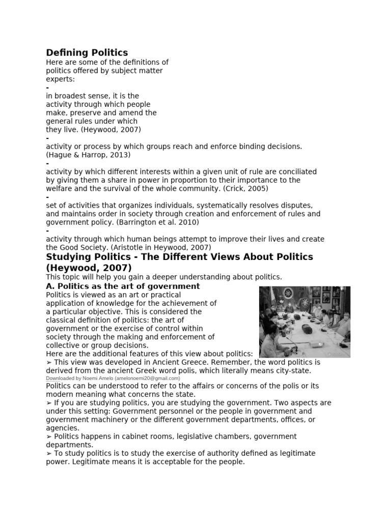 Understanding Politics: Key Definitions | PDF | Governance | Power ...