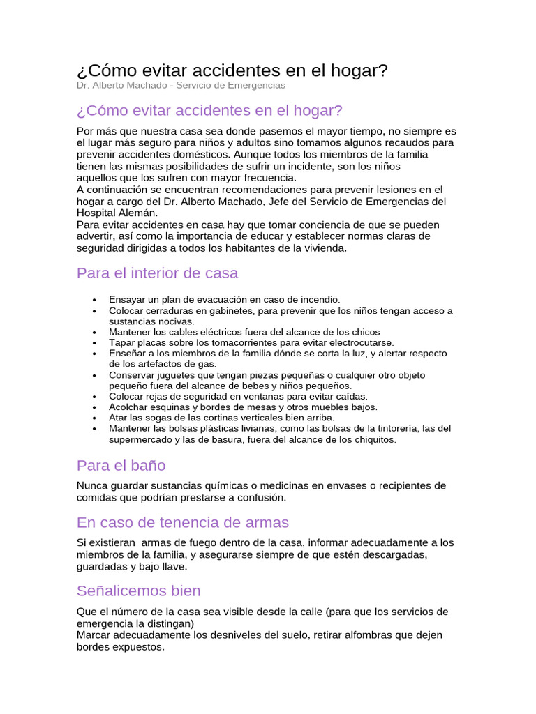 Prevención de Accidentes en el Hogar | PDF | Primeros auxilios