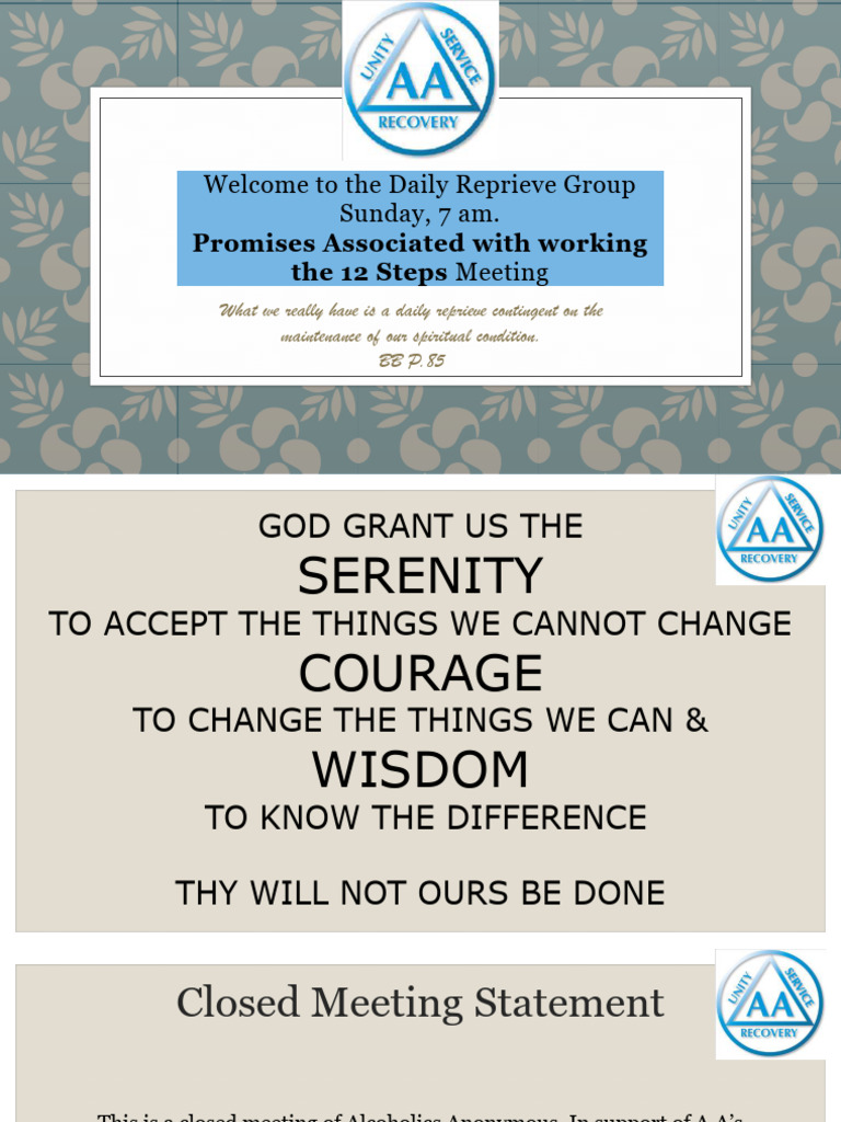 Sunday Daily Reprieve 7am Daily Reflections - Promises Meeting - The ...