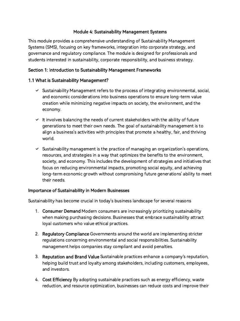 Sustainability Management Systems Overview | PDF | Sustainability ...