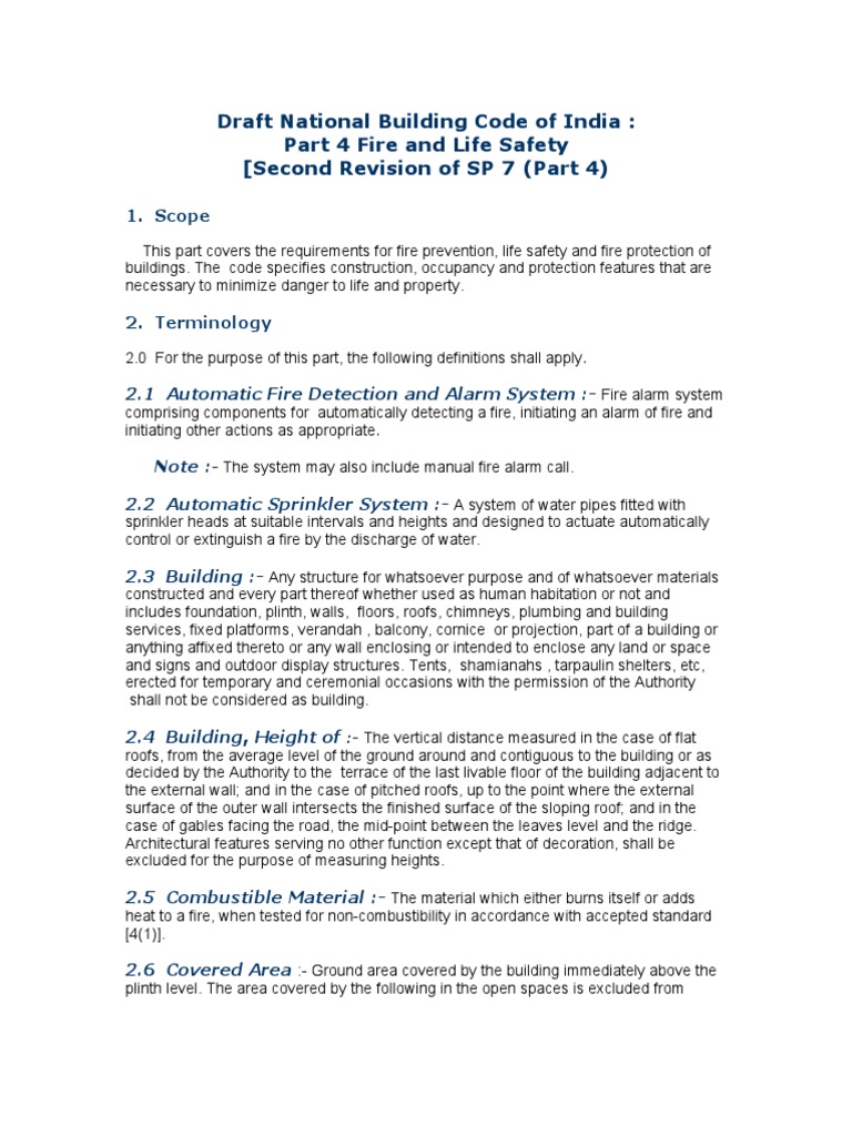 NBC Part 4: Fire and Life Safety Standards | PDF | Wall | Lighting