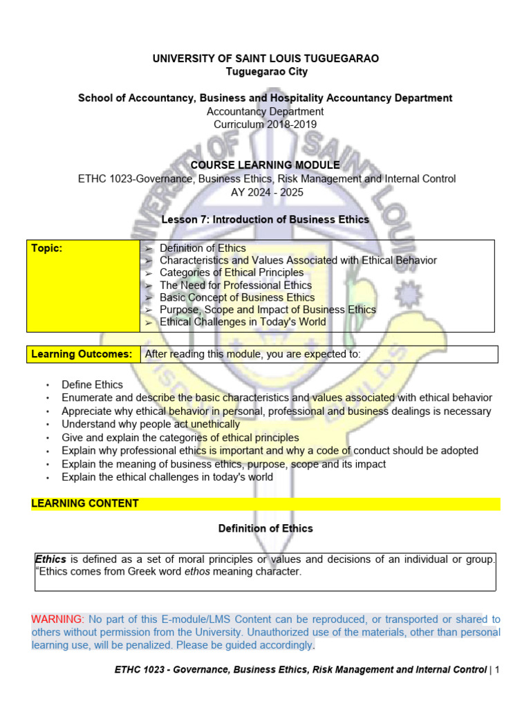 Module 7 - Introduction To Business Ethics | PDF | Business Ethics ...