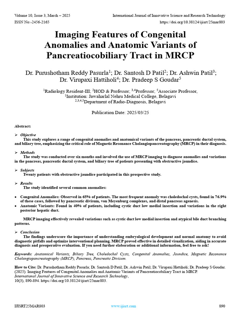 Imaging Features of Congenital Anomalies and Anatomic Variants of ...