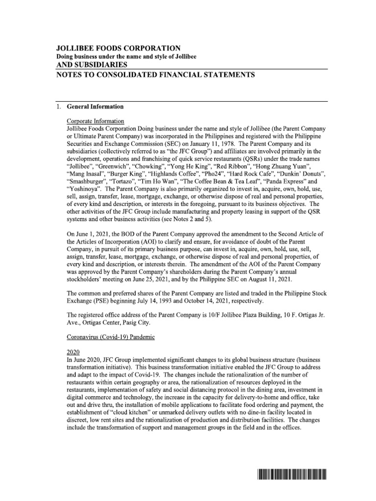 Notes to Financial Statement Jobee | PDF