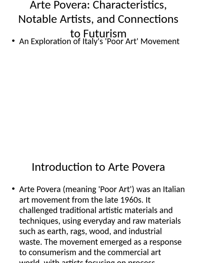 Arte Povera: Key Features and Artists | PDF | The Arts | Art Movements