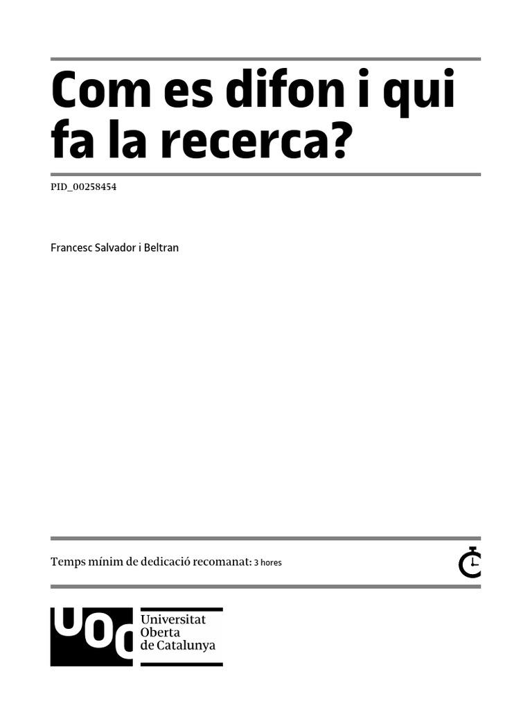 m5. Com Es Difon I Qui Fa La Recerca | PDF