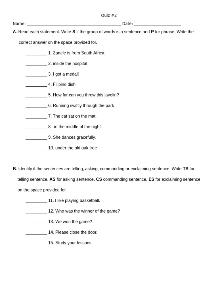 grade 2 Quiz#2 | PDF