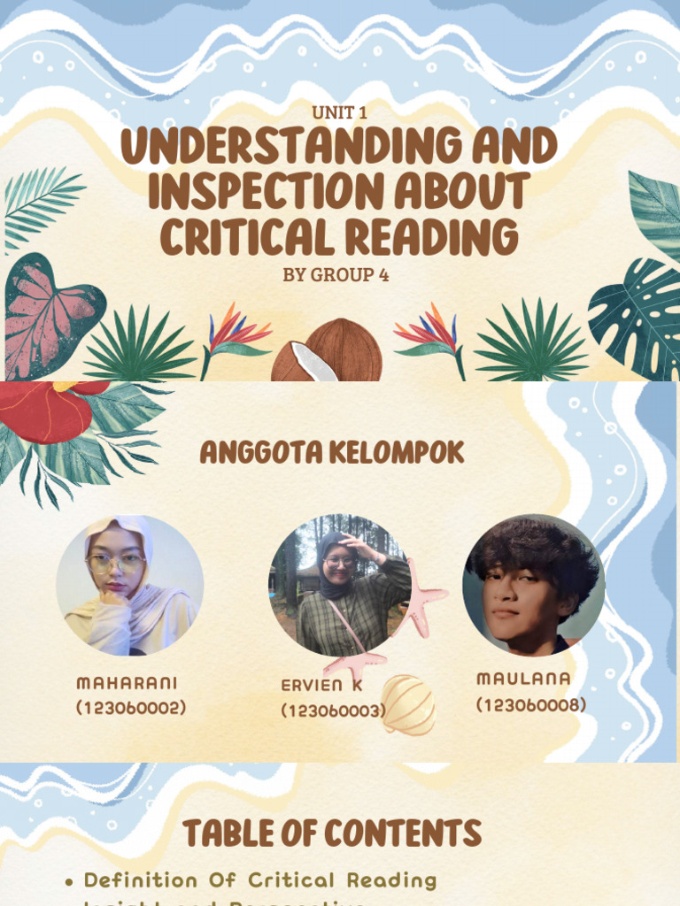 Critical Reading Tugas Presentasi Kelompok 4 - Dikompresi | PDF | Mind | Narration