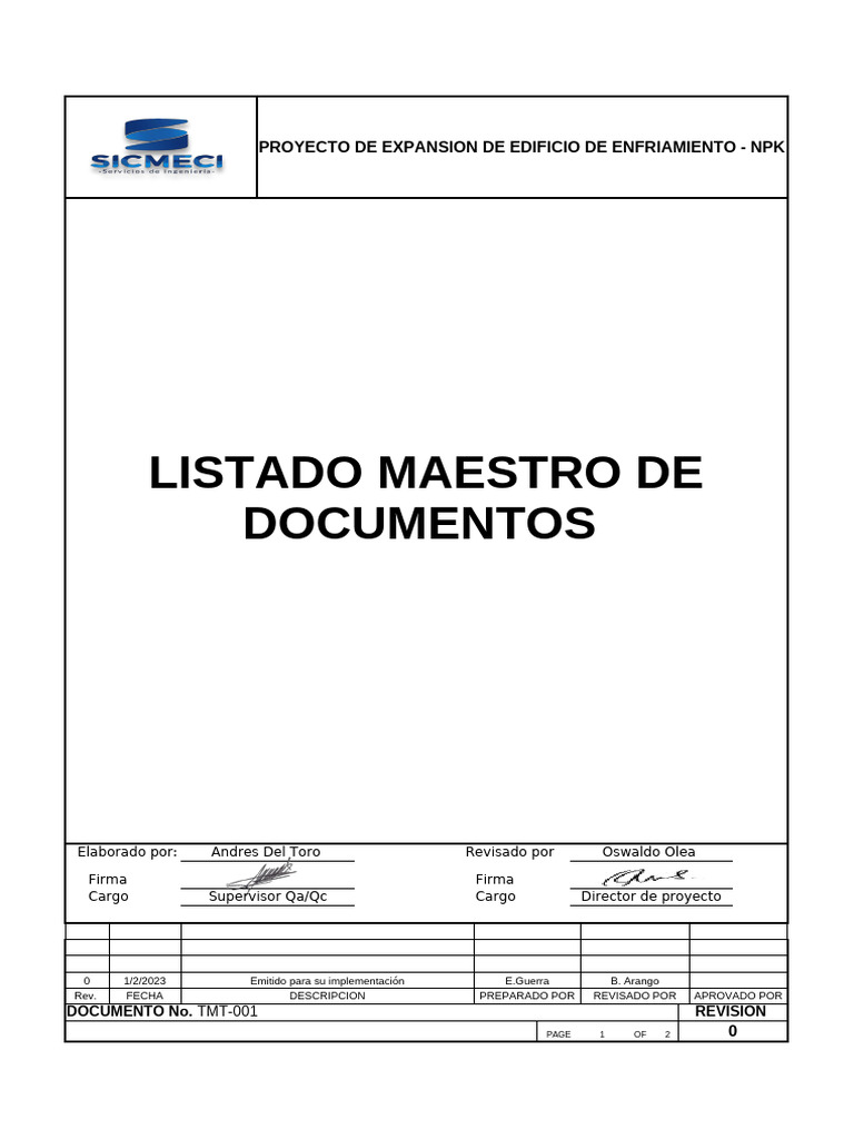 Listado Maestro Control de Documentos | PDF | Ingeniería