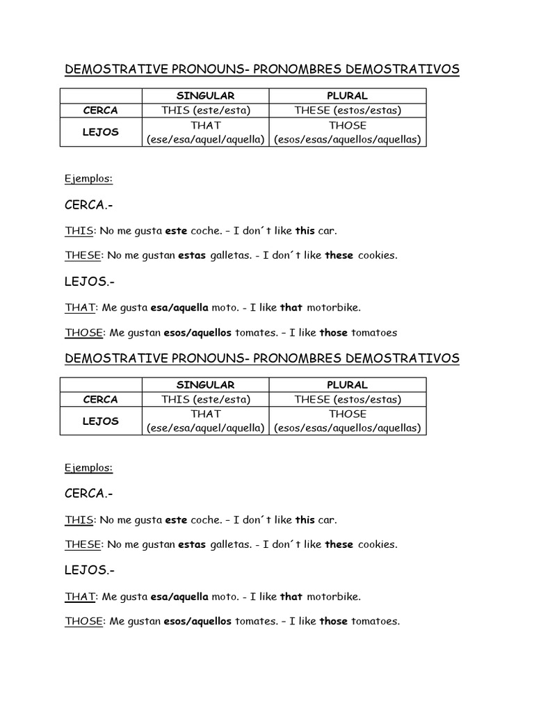 DEMOSTRATIVE PRONOUNS - @teacher - Isabelbp | PDF