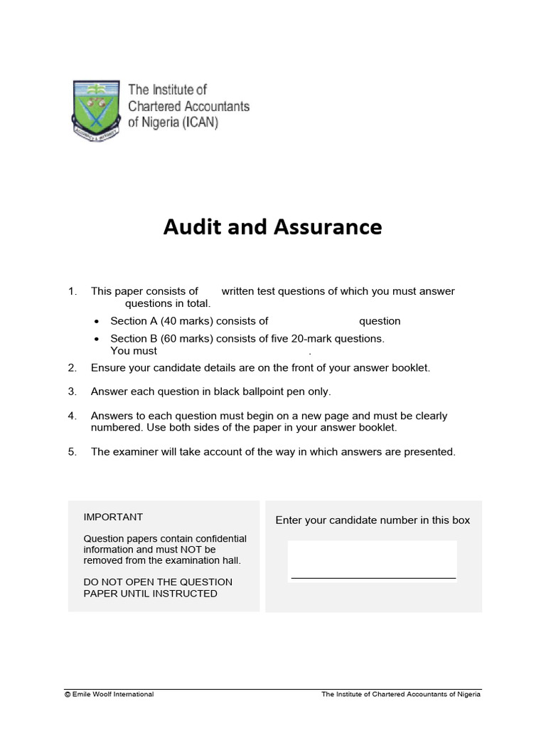 Ican b2 Aa Mock Qs 2019 v2 | PDF | Audit | Business Economics