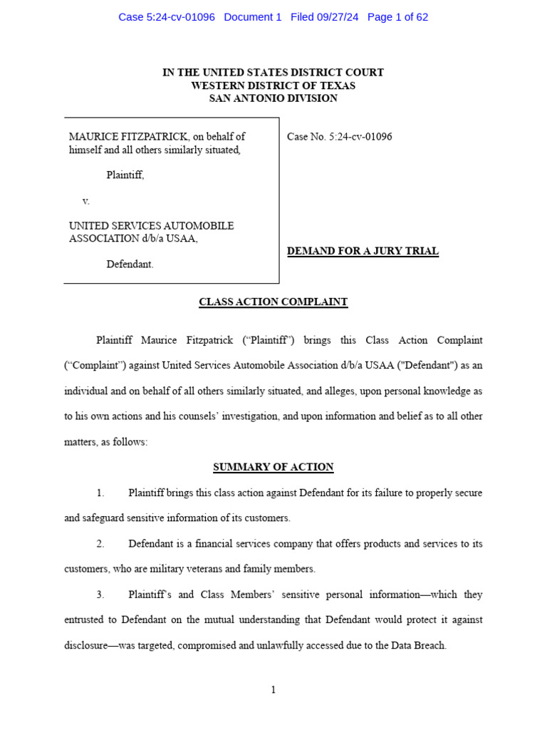 Fitzpatrick V United Services Automobile Association | PDF | Identity ...