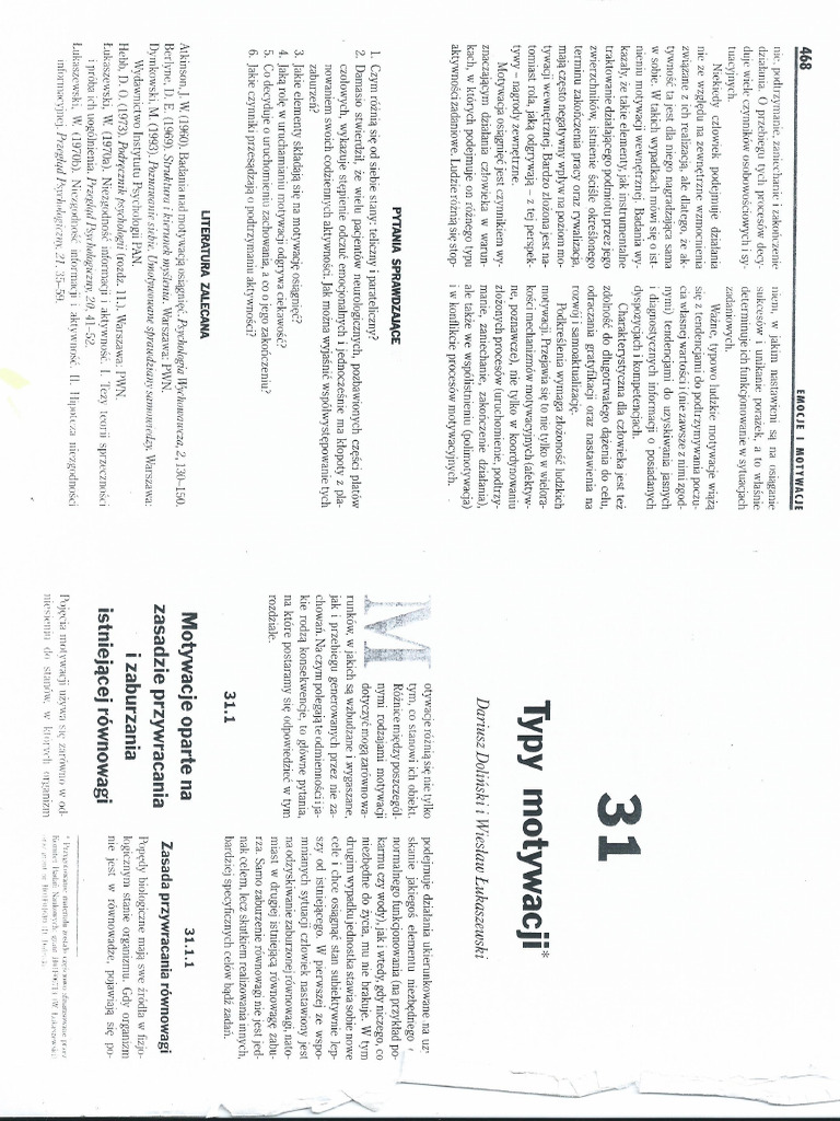 Doliński Łukaszewski Typy Motywacji W Strelau s469 479 | PDF