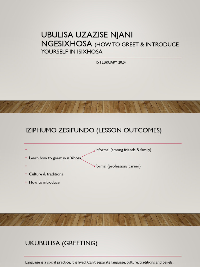 How To Greet in Isixhosa - Class2 | PDF